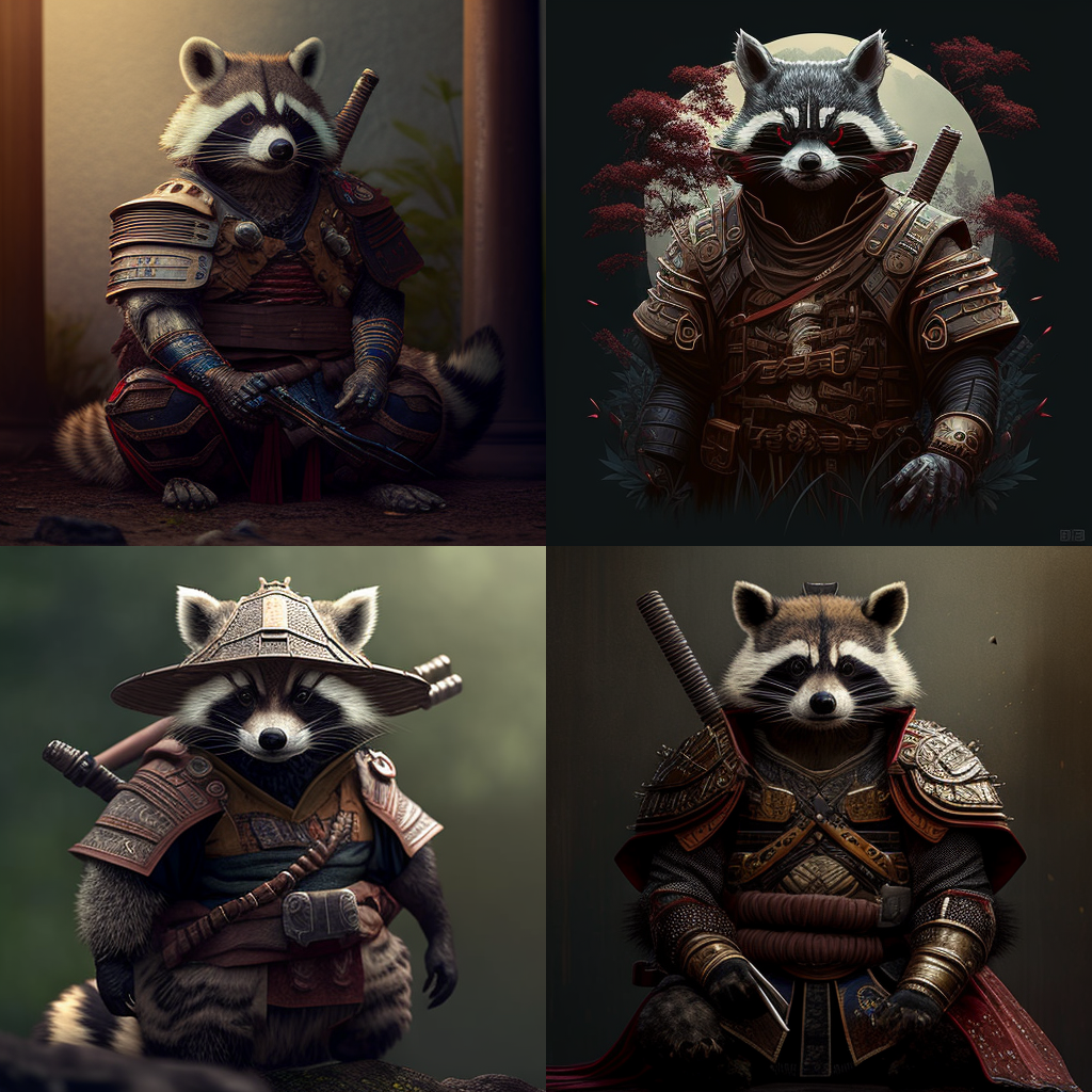 How to workflow detailed images in MidJourney: A Samurai Raccoon ...